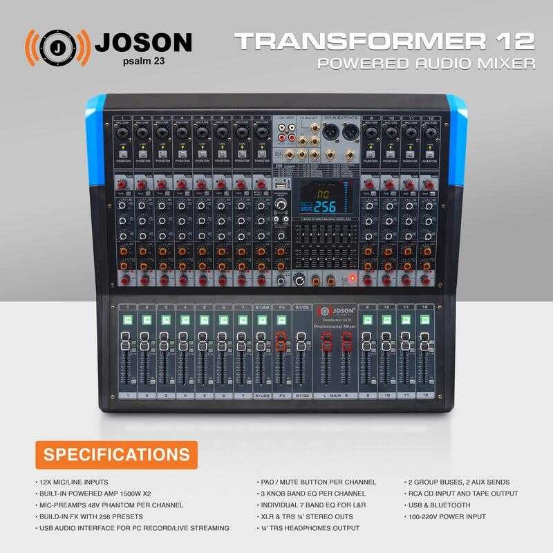 Joson TRANSFORMER 12 Powered Audio Mixer (12 Channel) 17 | Shopee ...