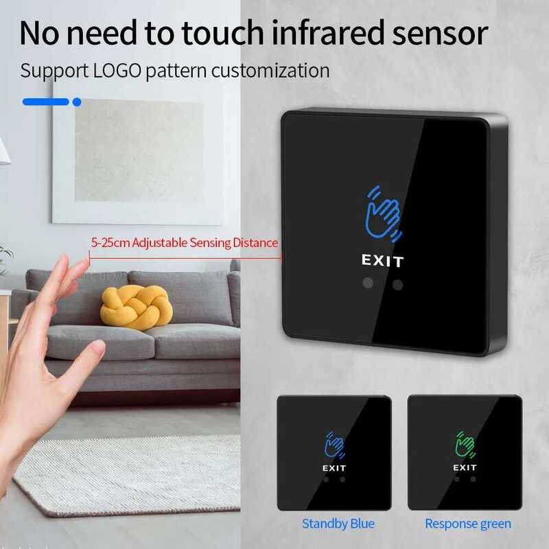 Exit Contactless Switch-12-24V Wide Voltage IR Sensor With Ip65 LED & 5 ...