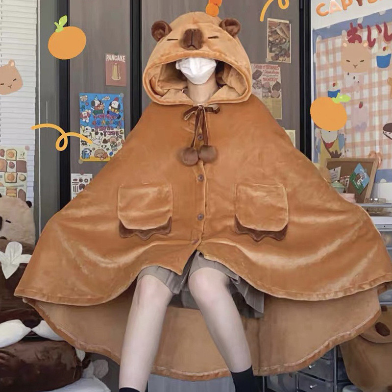 Capybara Shawl Cloak Sleeping Robe Lazy Cloak Air Conditioning Blanket ...
