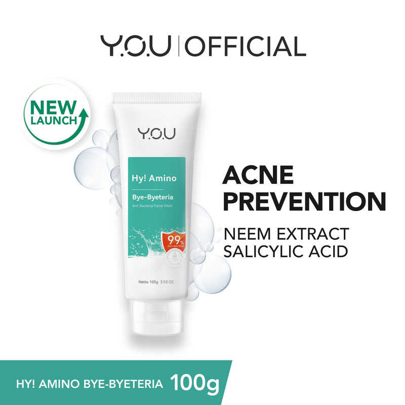 COD 2024 Y.O.U Hy Amino Bye-Byeteria Anti Bacterial Facial Wash 100g ...