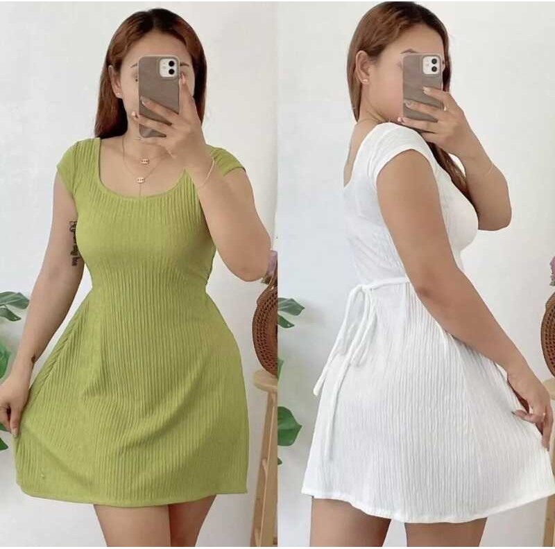 COD HOLLY Korean nakatali likod damit (Bark Crepe Fabric) | Shopee ...