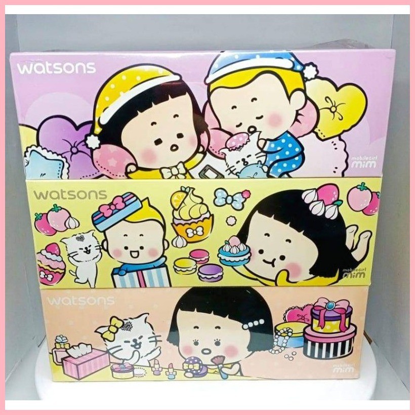 ๑ ♂ Watsons Facial Tissue 100 sheets x 3 ply x 3bxs (190mm x 195mm ...