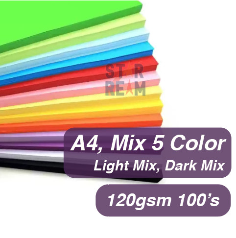 A4 120gsm 5 Color Mix Color Paper Light Mix/Dark Mix (100s/ream) Kertas ...
