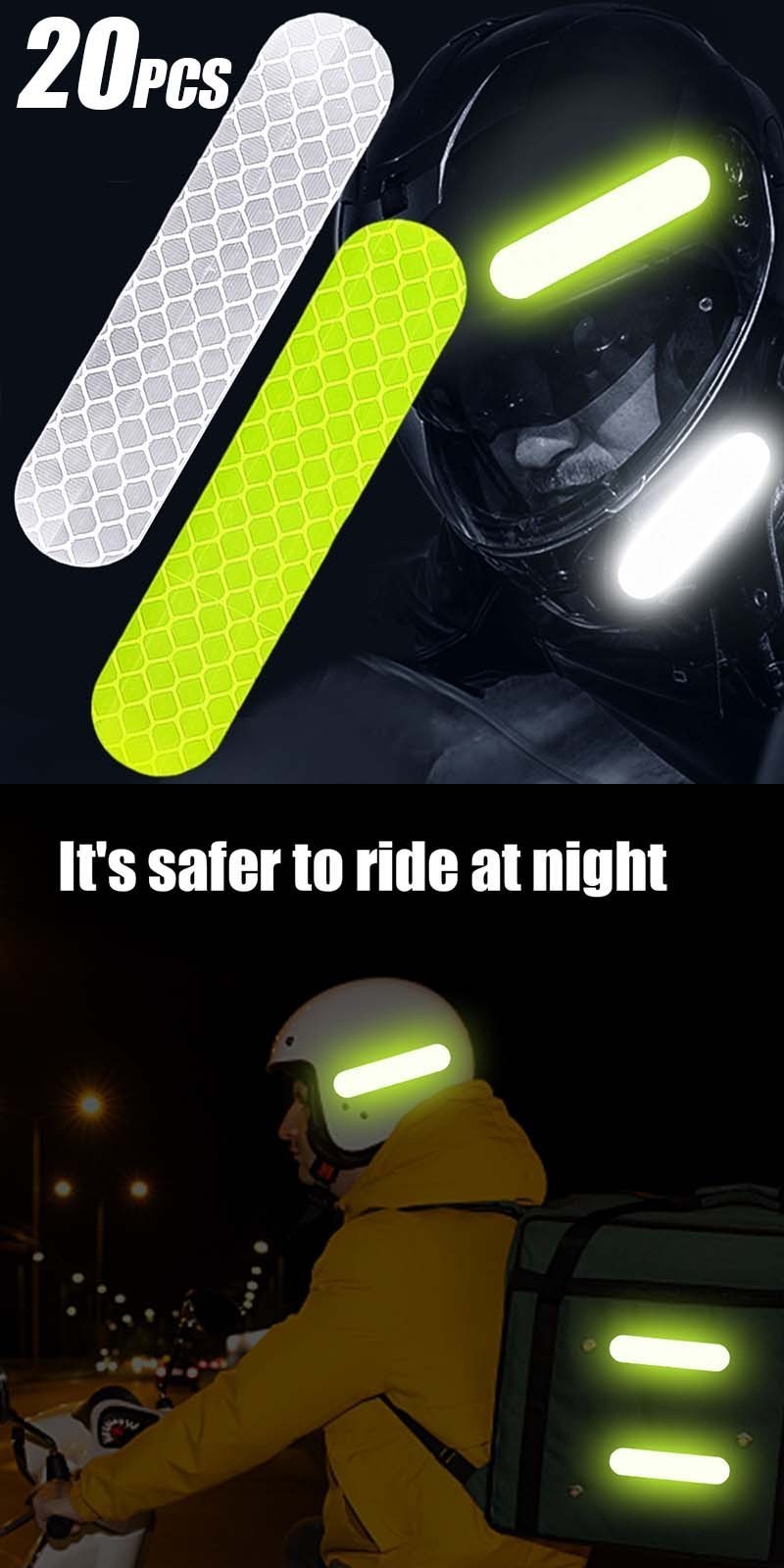 [PATRIO] 10/20Pcs Helmet Warning Reflective Stickers Night Safety ...