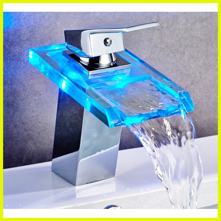 ⊕ （In stock） LED colorless waterfall faucet cold hot tap Hydroelectric ...