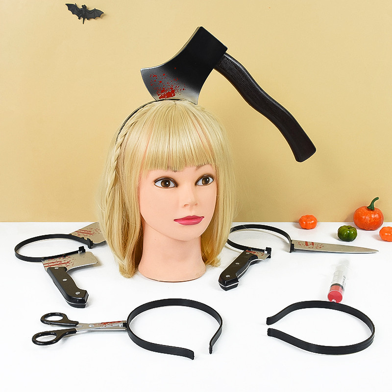 Halloween Horror Wear Head Knife Scissors wrench Terrorist Hairband ...