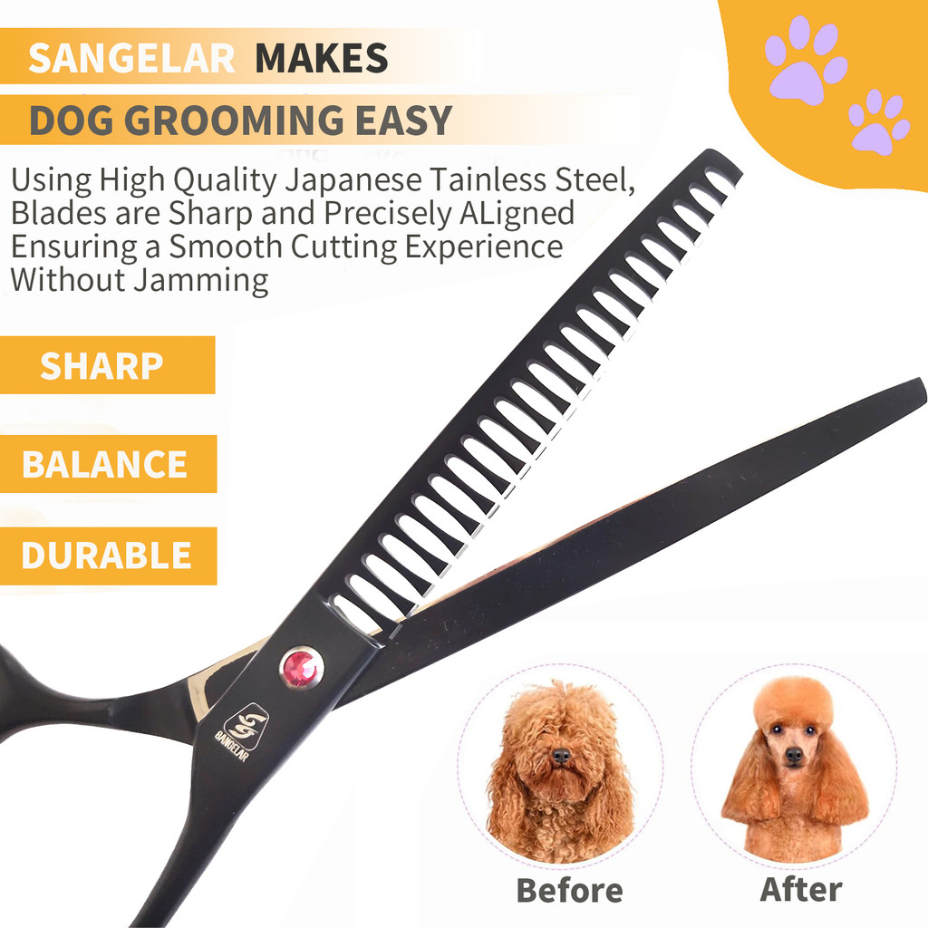 Sangelar 8 inch Pet Grooming Scissors Set, Professional Kit with ...