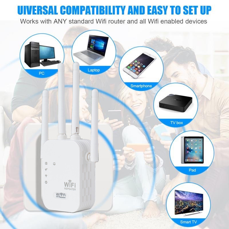 Wi-Fi Repeater 1200Mbps Network Signal Extender Wireless Router Fast ...