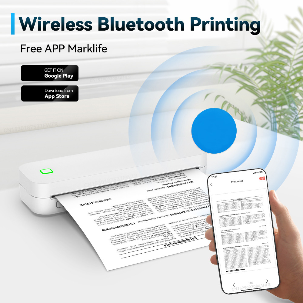 【Sea Shipping】D210 Portable Wireless Bluetooth Thermal Printer A4 ...
