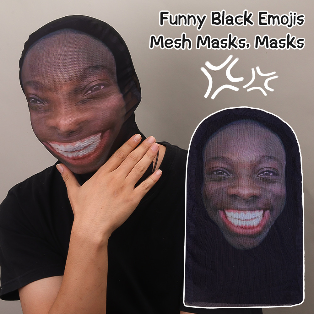Popular Funny Black Emoji Bag Mesh Mask - Full Face Visual Mesh Mask ...