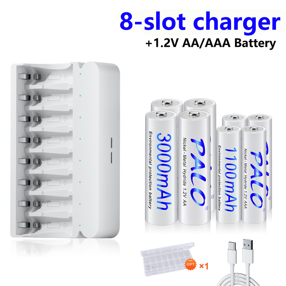 PALO AA AAA Rechargeable 1.2V Ni-Mh 2A 3A Batteries For Camera Toy With ...