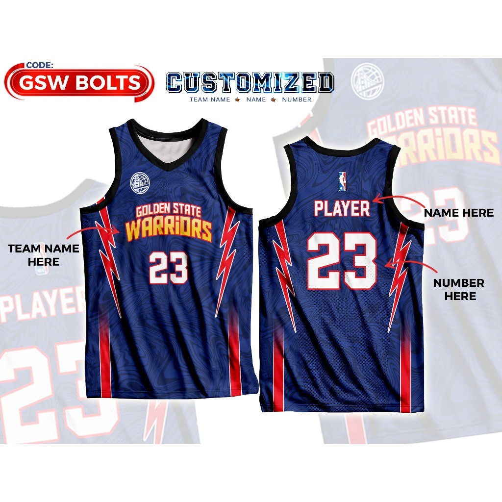 【Free Custom Name & Number】GSW BOLTS DESIGN BASKETBALL SANDO/SHORT ...