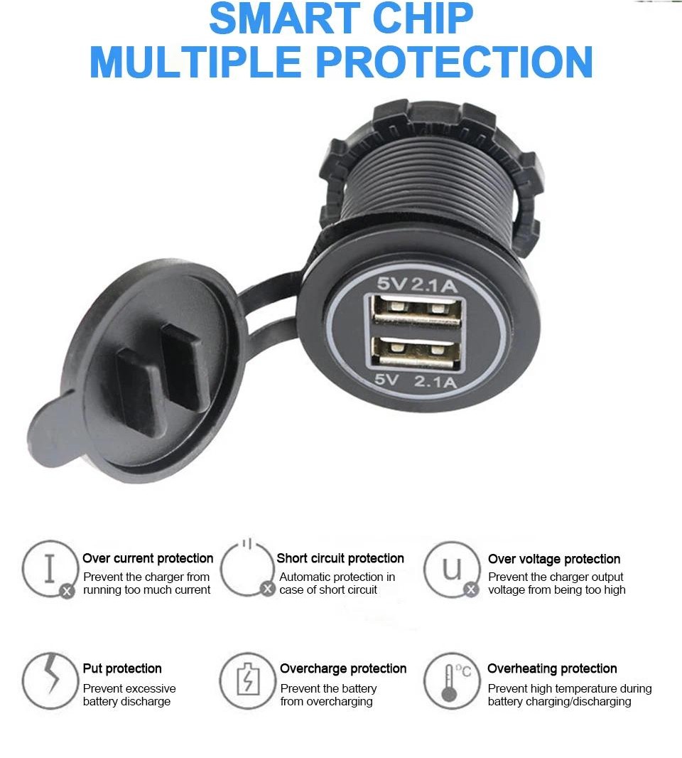 Car Universal Cigarette Lighter Dual USB Car Charger 12V-24V LED ...