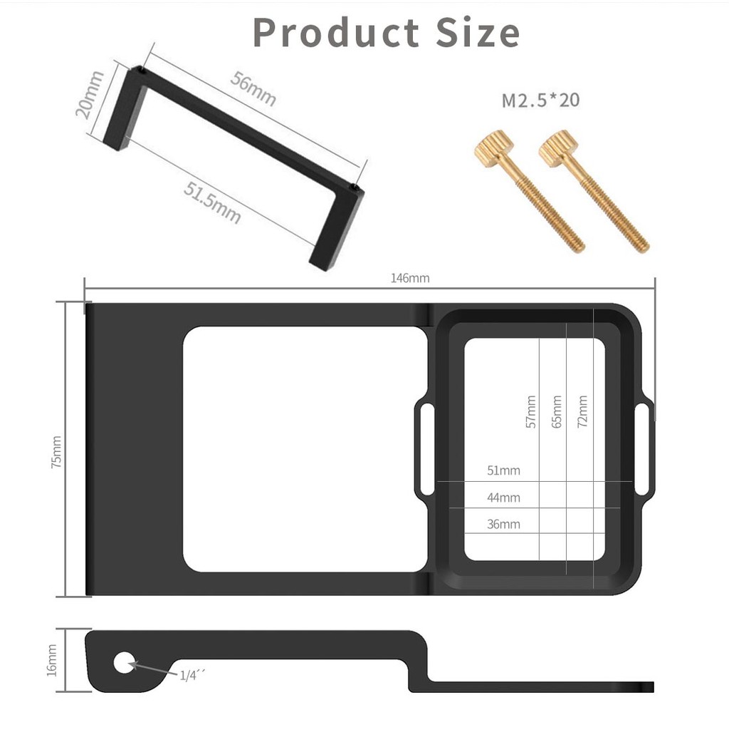 Handheld Gimbal Vertical Switch Adapter Mount Plate Kit 1/4 ...