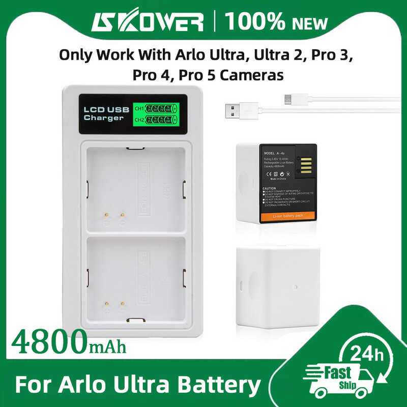 SKOWER 4800Mah Rechargeable Battery For Arlo Ultra Ultra 2 Pro 3 Pro 4 ...