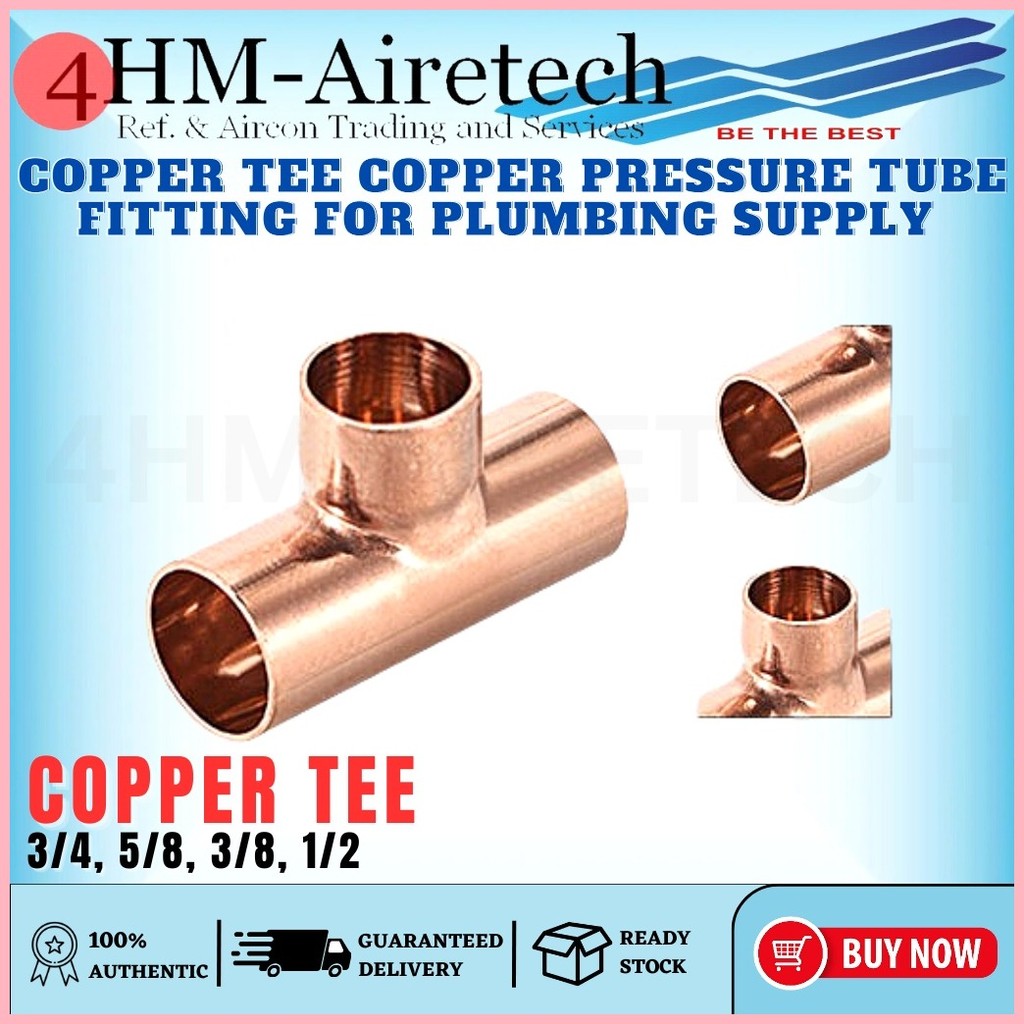 FOURHM Copper Tee Copper Pressure Tube Fitting for Plumbing Supply SOLD ...