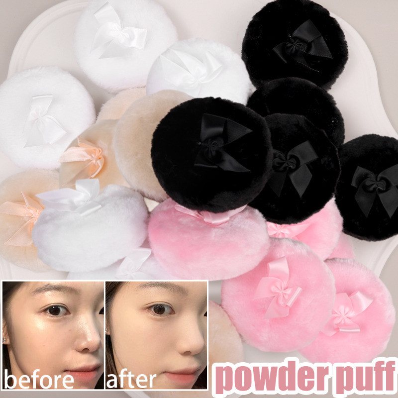 1-2Pcs Bow Plush Makeup Sponge - Circular Makeup Sponge Set - Face Body ...