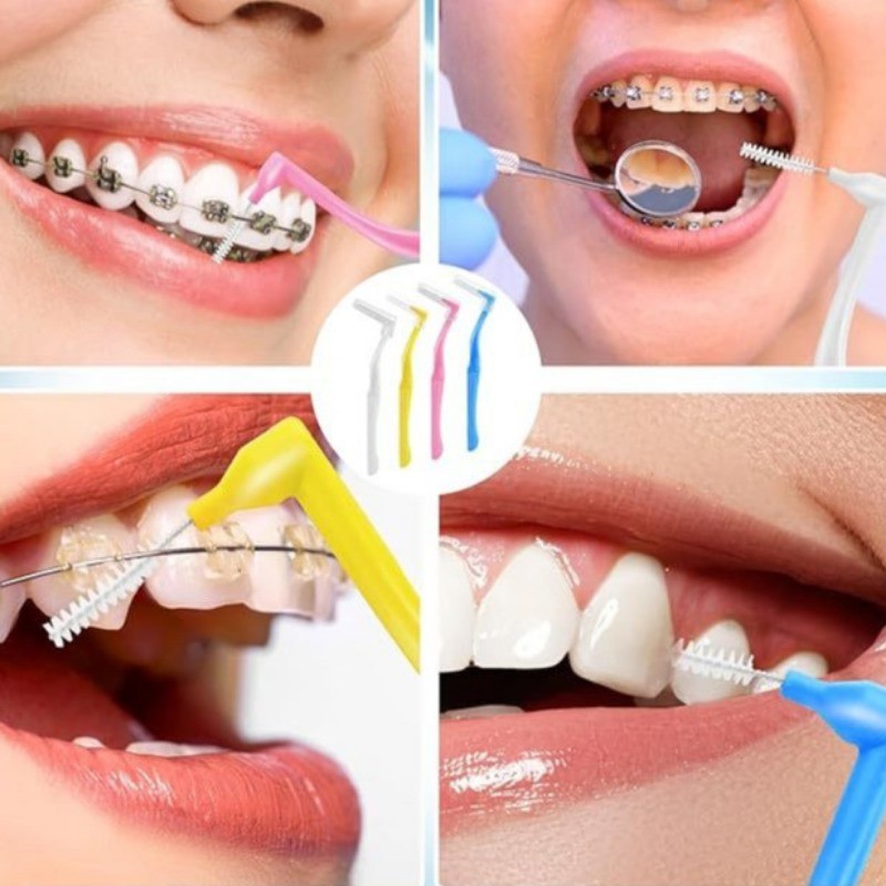 L-Shaped Interdental Teeth Cleaning Care Brush Intertooth Brush Disposable Ultra-fine Soft Brush ...