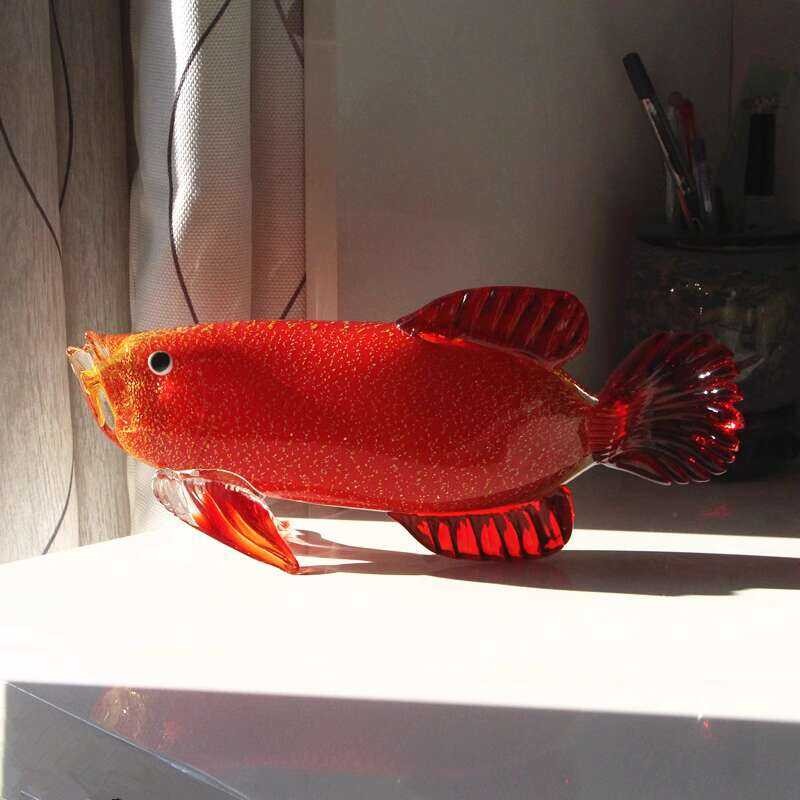 Chinese Style Light Luxury Zibo Glass Gold Dragon Fish Ornament Craft ...
