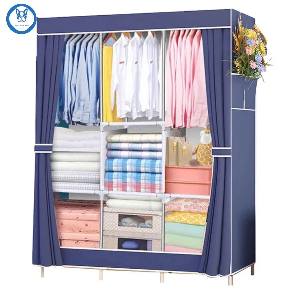 KM Wardrobe DIY Multifunction Clothes Storage Rack Cabinet Organizer ...