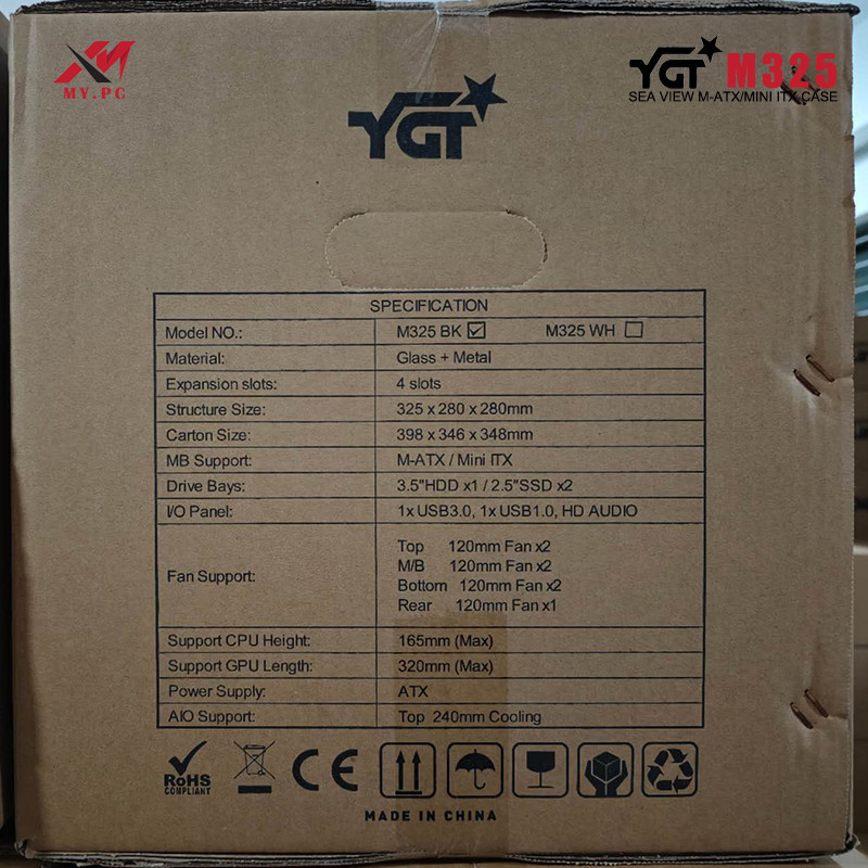 YGT M325 Gaming PC Case Sea View Room Panoramic Tempered Glass M-ATX ...
