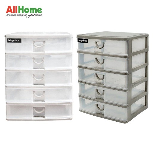 MEGABOX MG168S Med Size Small Drawer 5 Layer (White, Gray) | Shopee ...