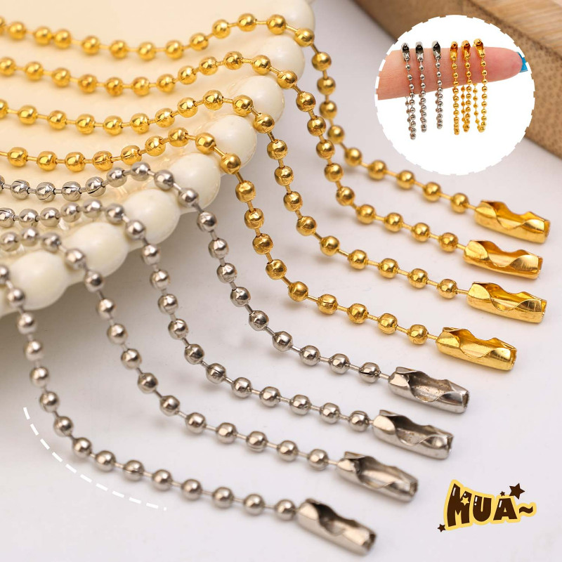 100Pcs Gold Silver Round Ball Bead Chains - DIY Dog ID Tags - 10cm Fish ...