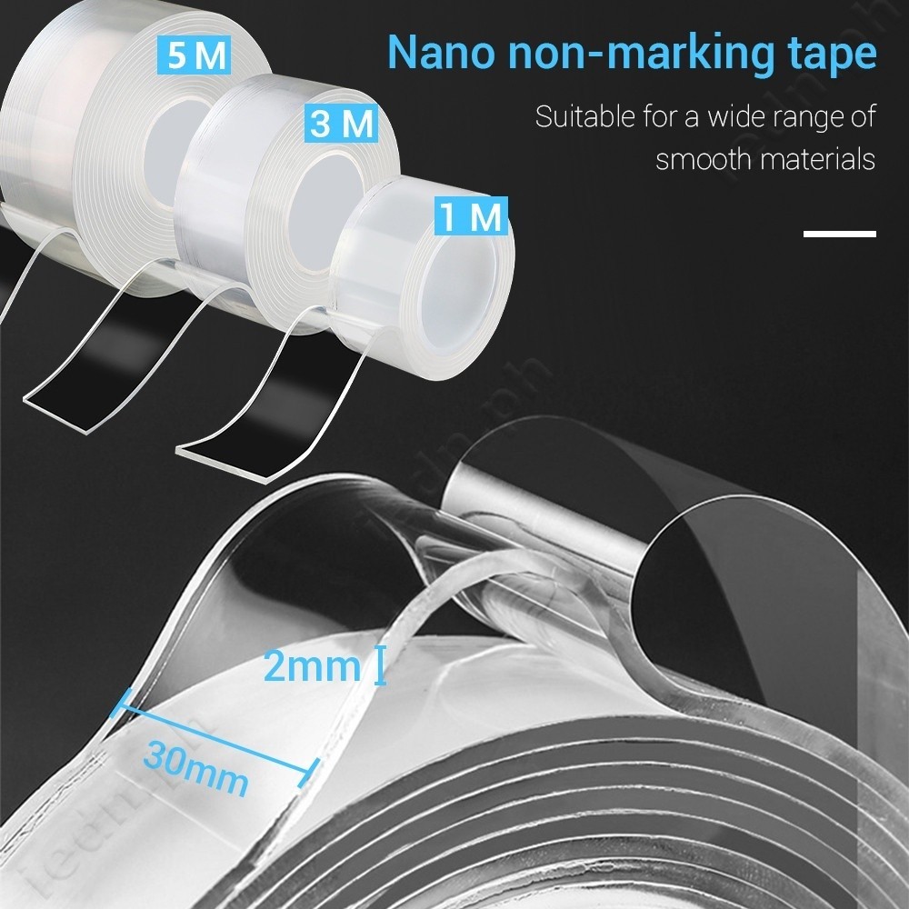 Nano Double Sided Tape 1M/3M/5M Strong Stickiness Waterproof Reusable ...