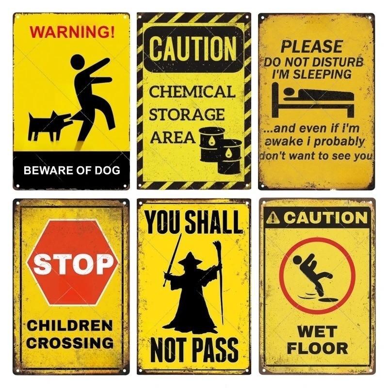 Vintage Warning Area Tin Sign Metal Plate Warning Children Parking Lot ...