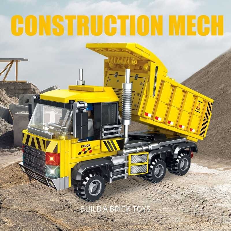 Bloc Building Engineering Vehicle Toy 3D DIY Dump Truck Model 2In1 Bric ...