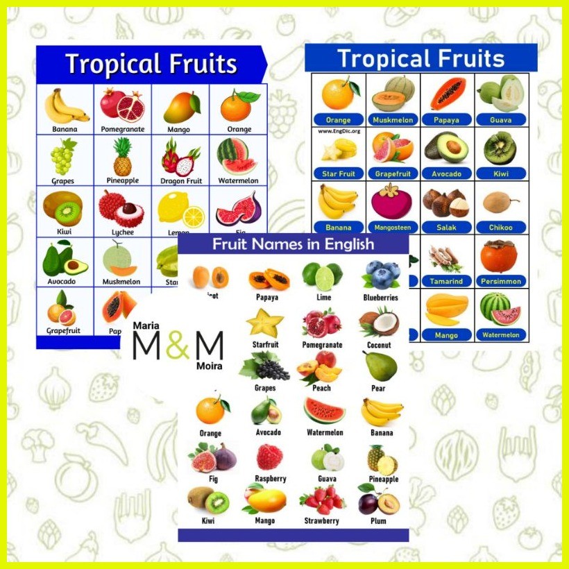 ♣ LAMINATED Fruits & Vegetables Chart | A4 Size | Educational Wall ...