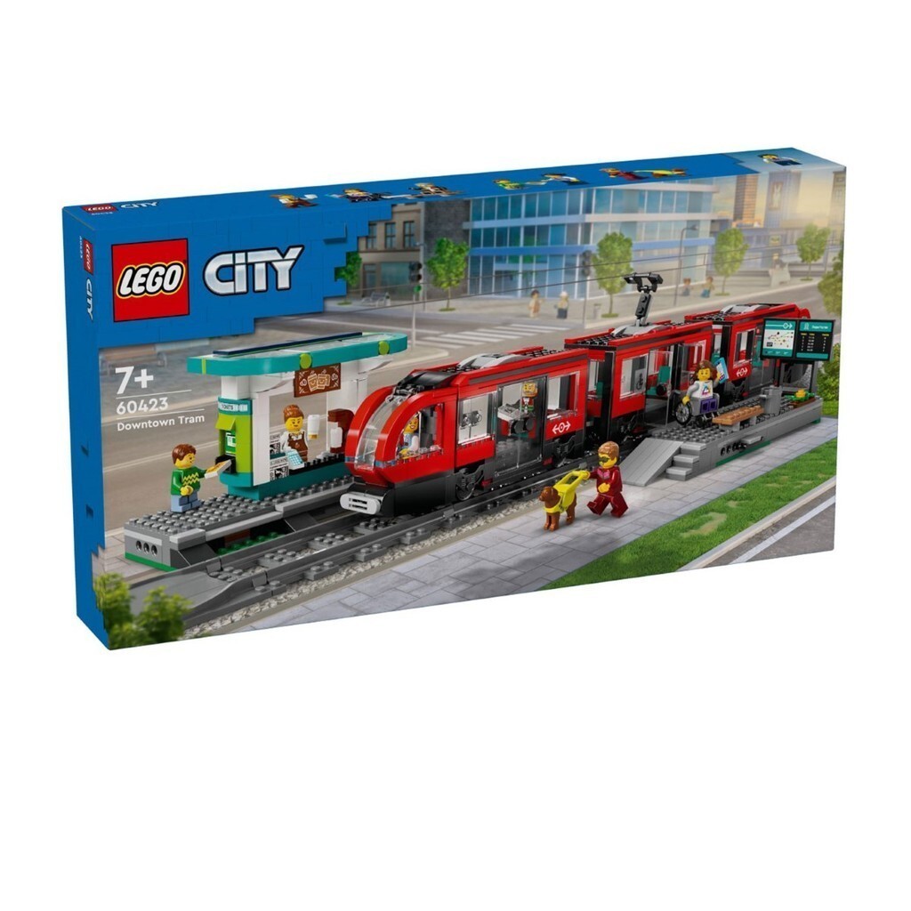 LEGO 60423 Lungsod Downtown Streetcar at Station Building Toy Set (811 ...