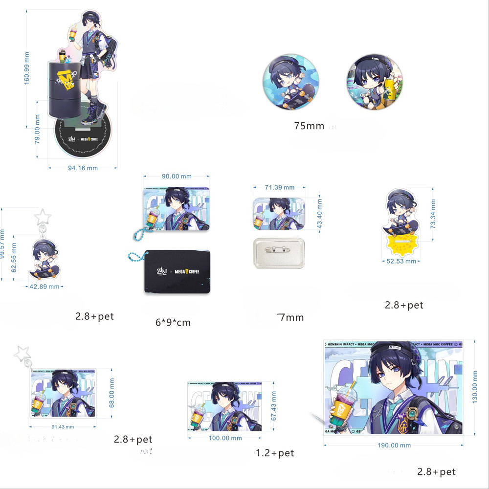 Genshin Impact X MEGA MGC Coffee Peripheral Double Flash 75mm Badge ...