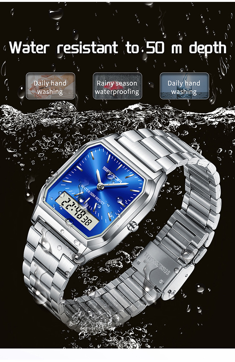 SANDA Waterproof Men's and Women's Fashion Quartz Watch Stainless Steel ...