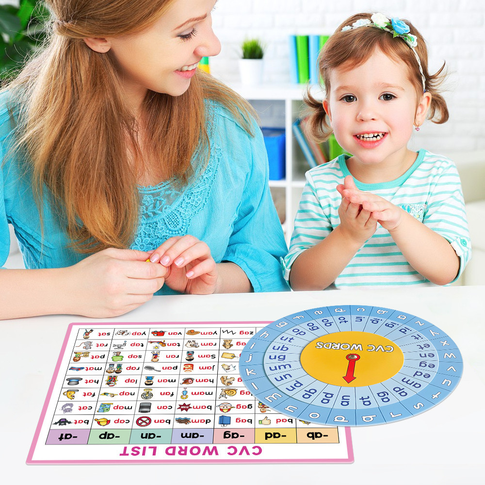 Phonics Puzzle Games, CVC Word Games Turntable,Learn to Read Spelling ...