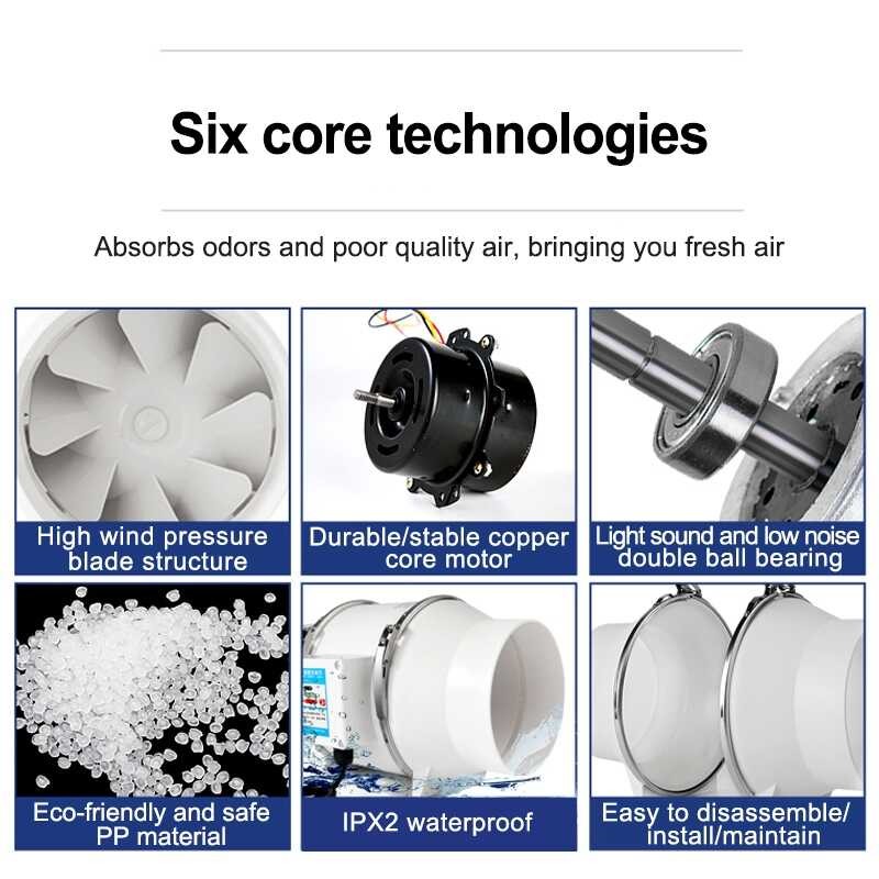 5"/ 4"/ 6"/ 8" Inch High Suction Power Ine Booster 220V Industrial Vent ...