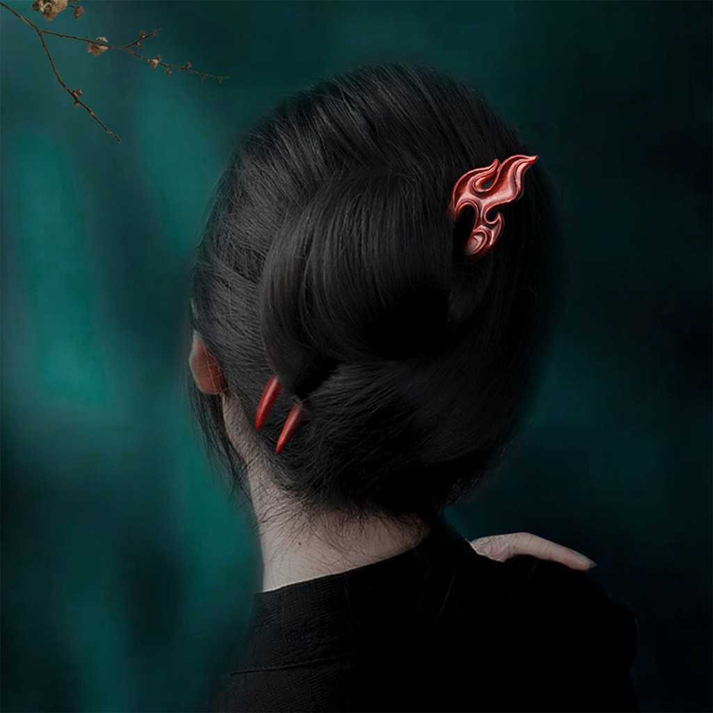 Retro U-Shape Hairpin Chinese Stick Fire Rosewood Fork Updo Chignon ...