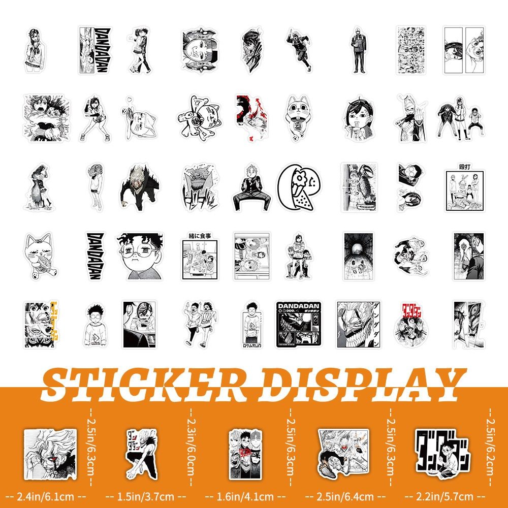 106 dandadan black and white stickers cartoon creative niche high-value ...
