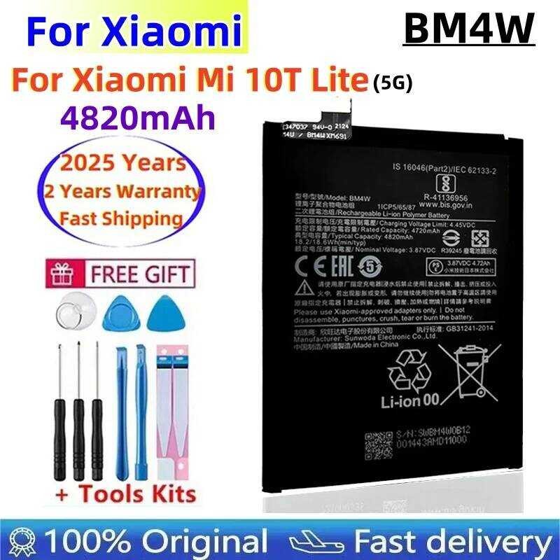 0C Years 4 2025 4820Mah Bm4w 100% Original Battery For Xiaomi Mi 10T ...