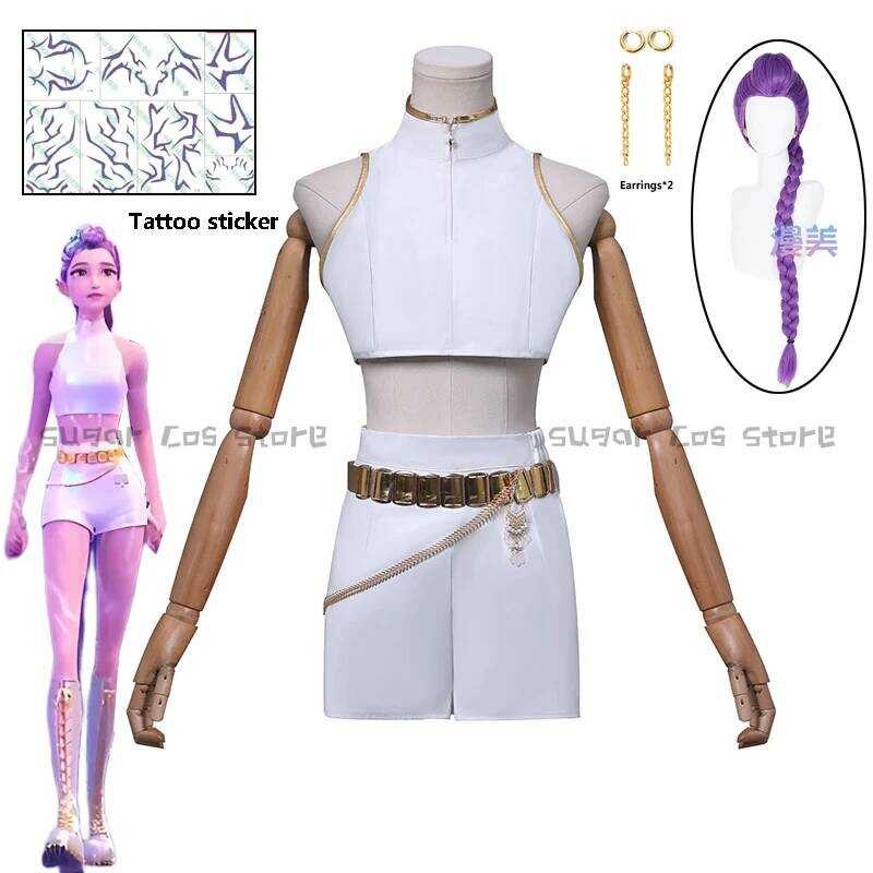 Xj Kpop Demon Hunter I Cosplay Costume Wig Huntrix White Suit Korean ...