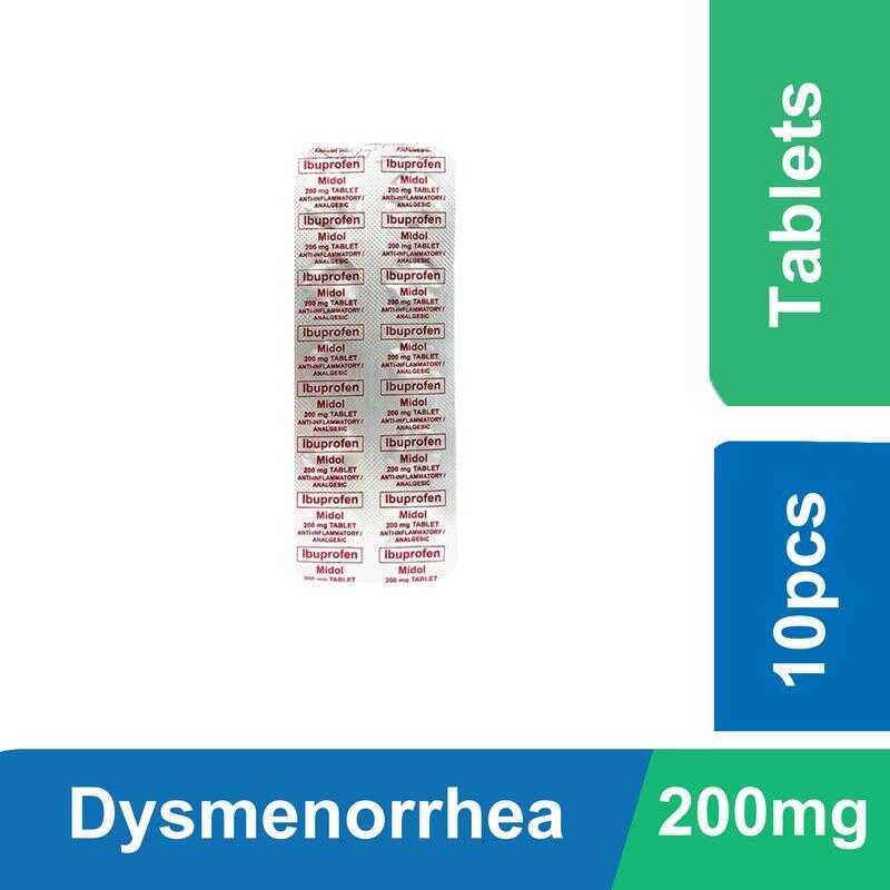 Midol Ibuprofen For Dysmenorrhea Or Menstrual Pain 200Mg 10 Tablets ...