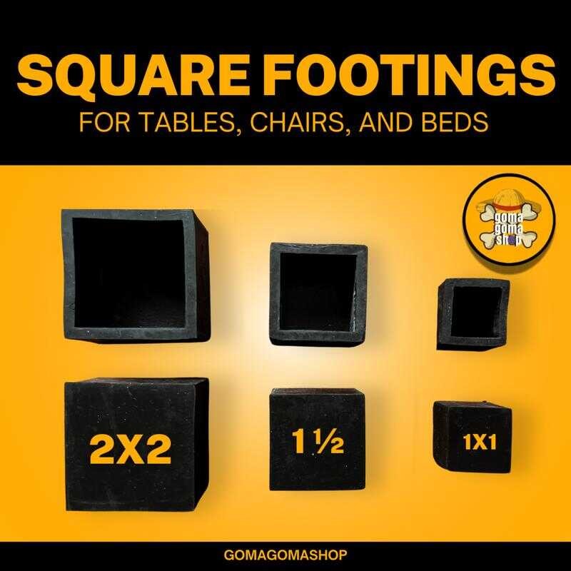 Square Rubber Tubular Footings 2X2 \ 1 1/2 X / 1X1 Gomagomashop ...