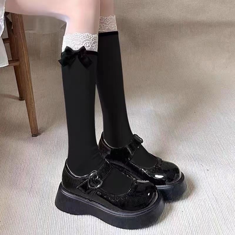 Sweet Jk Lolita Bow Black and White Mid Leg Socks Pure and Versatile ...