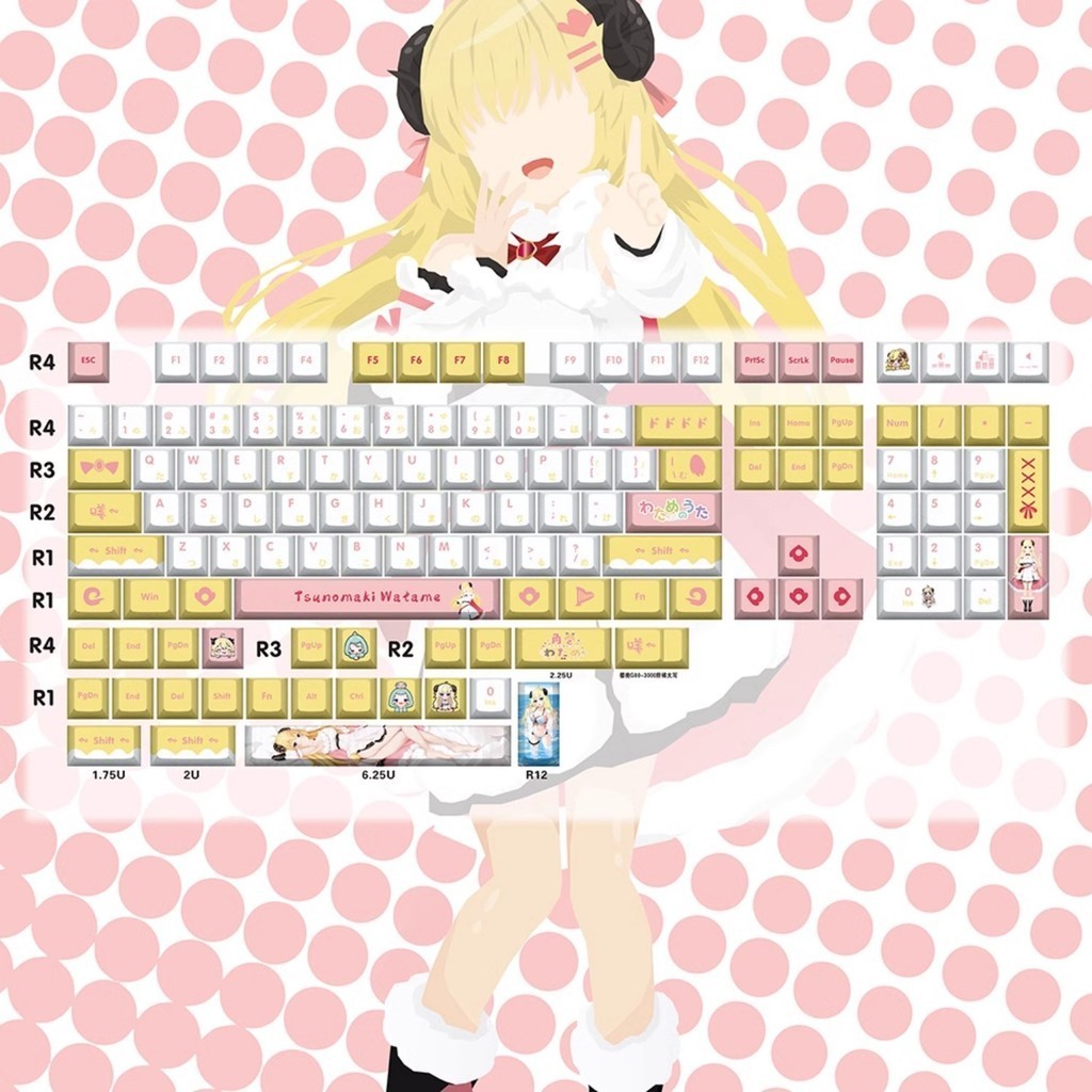 Hololive Keycap Tokoyami Towa Gawr Gura Cherry Profile PBT Five-sided ...