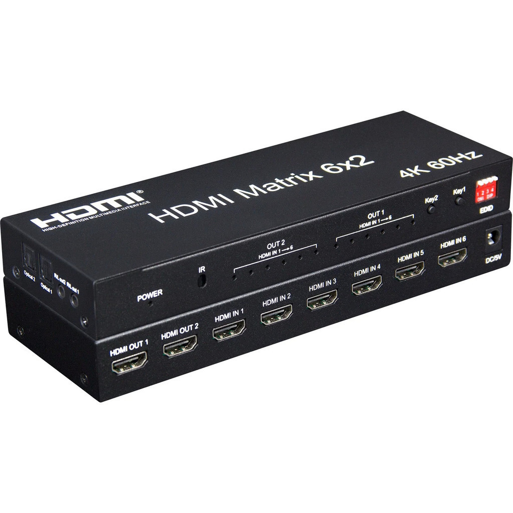 4K 60hz HDMI Matrix 4x2 with Audio HDMI2.0 6X2 Matrix Switch 4 in 2 Out ...