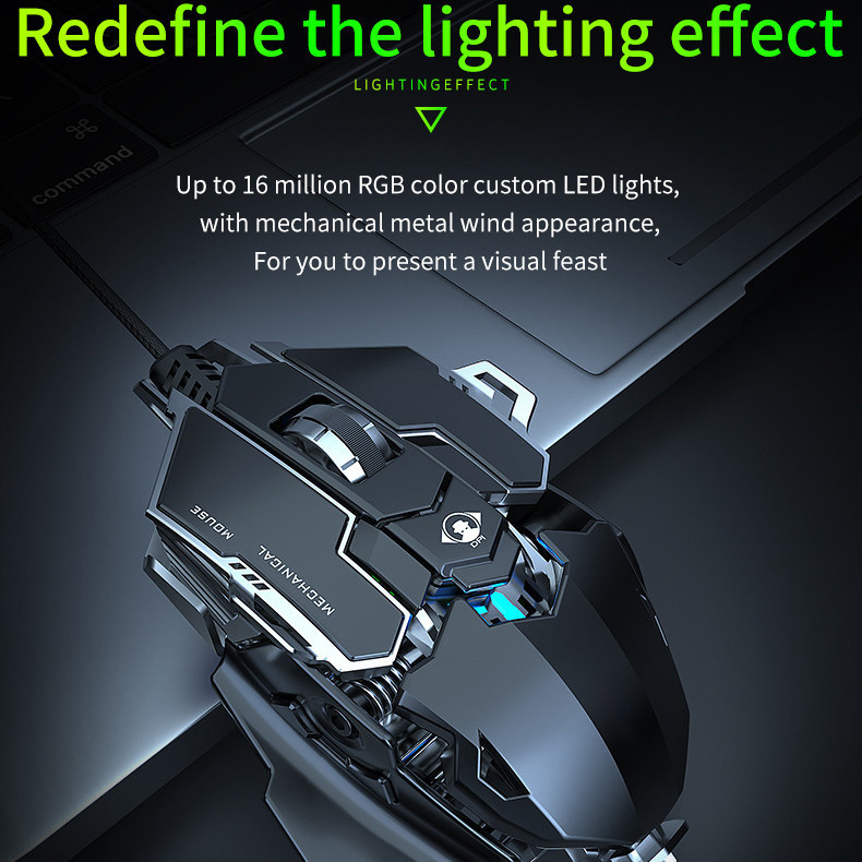 Wired Computer Mouse Light Ergonomics 12800 Dpi Macro Programming Light ...