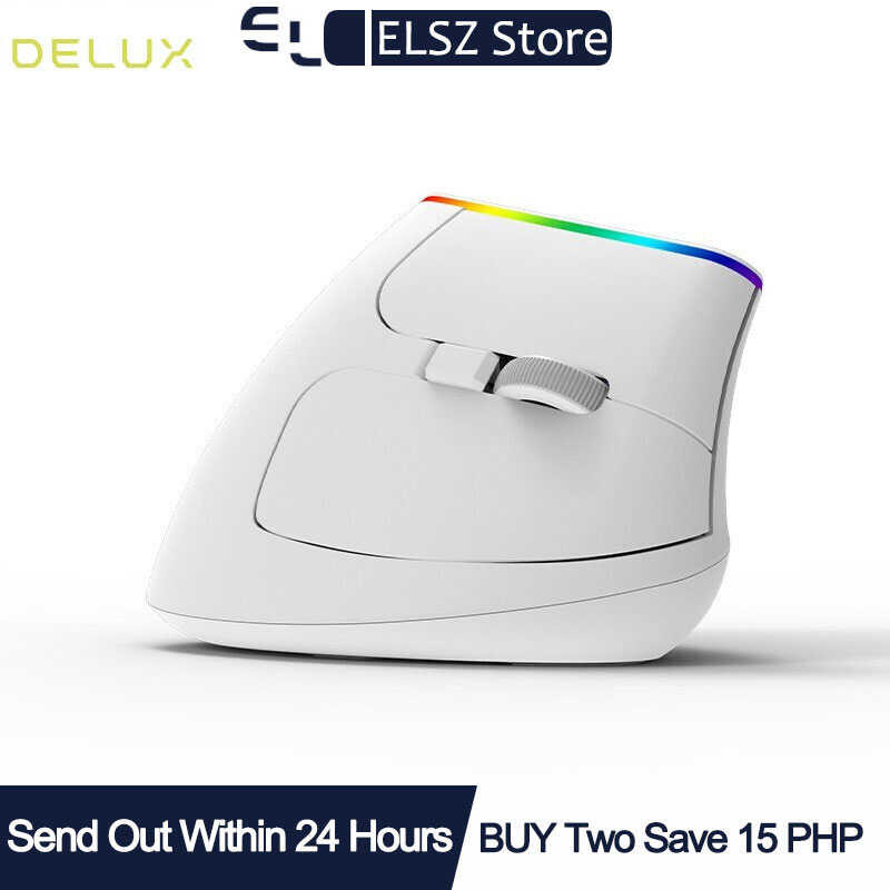 M618c/M618db Delux Wireless Vertical Ergonomic Mouse RGB Sa LED Light Mice Para Sa Pc/Laptop 2 ...