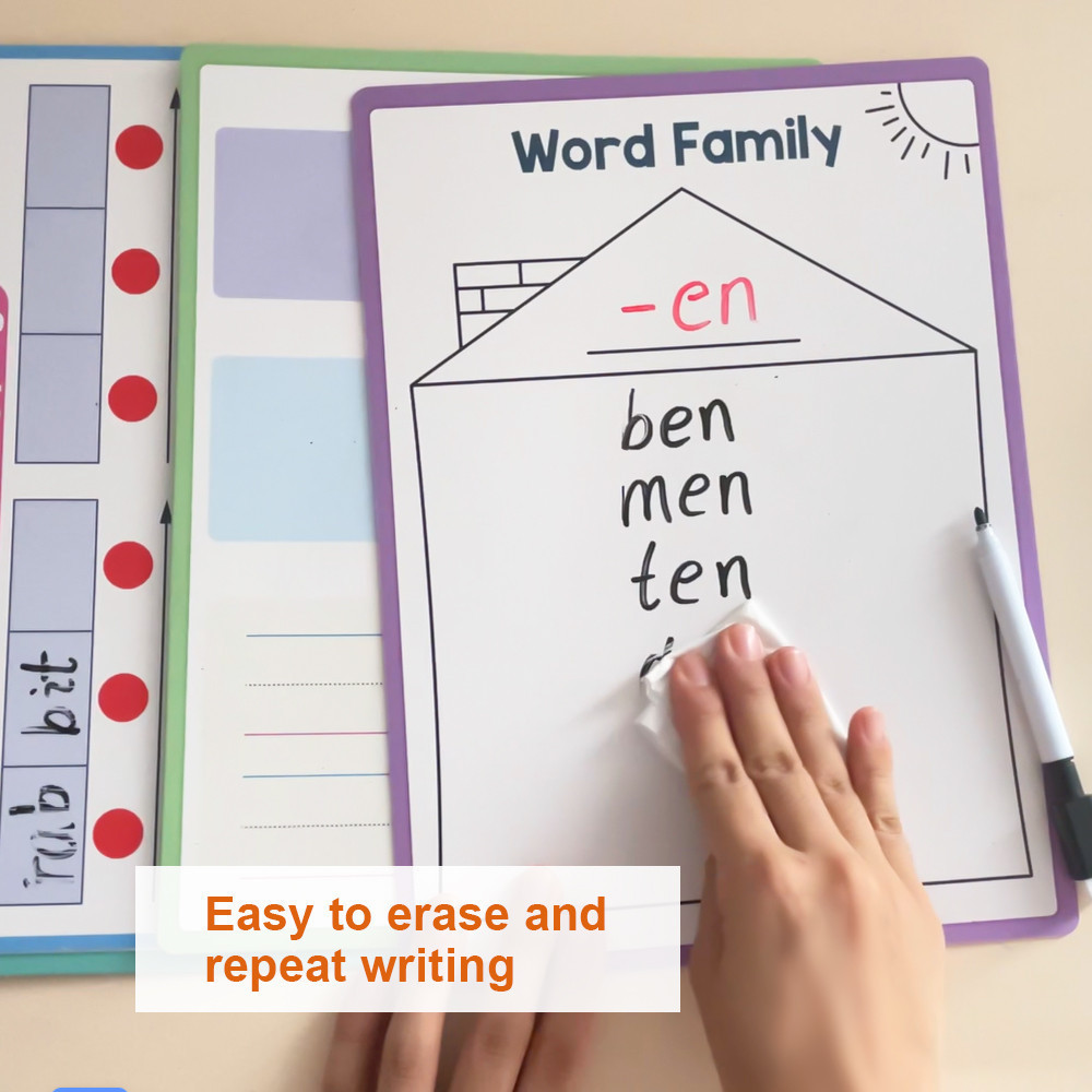 4Pcs Phonics CVC Words White Board for Kids Children Homeschool Double ...