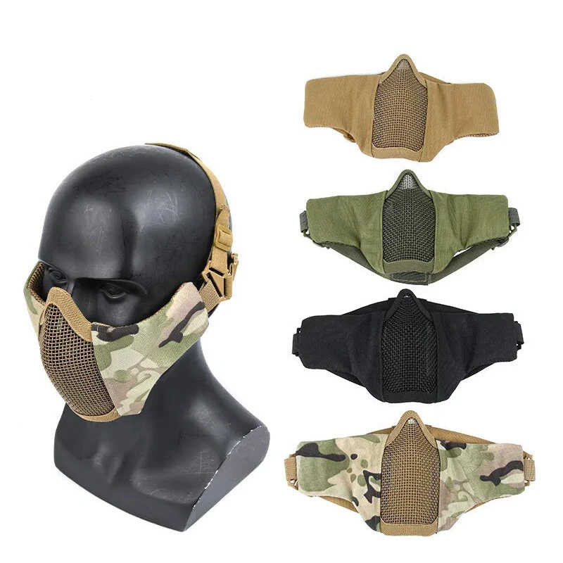 New Tactical Airsoft Masks Paintball CS Foldable Half Face Low-Carbon ...