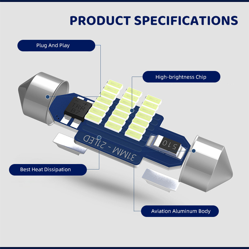 4pcs DE3175 Led Festoon Bulb 31mm 1.22in DE3022 LED Car Interior Led ...